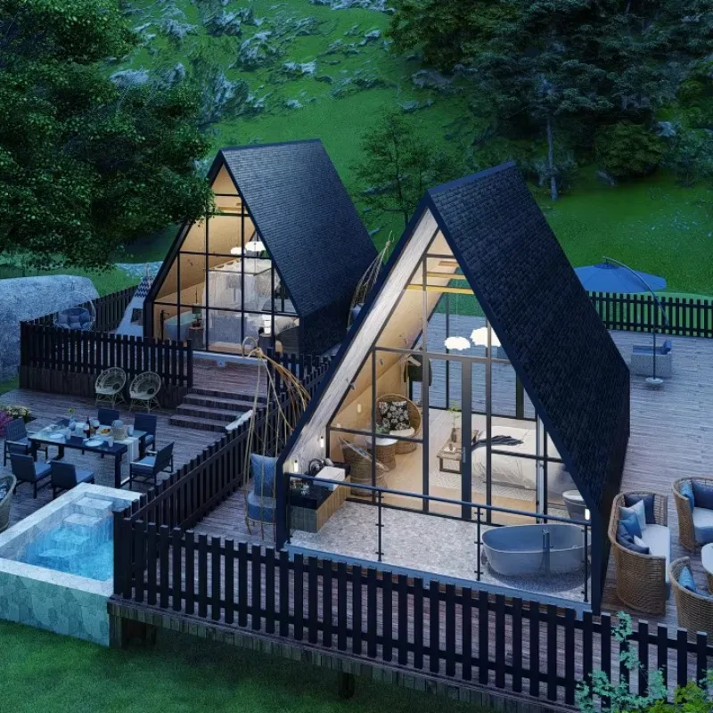 Easy Installation Triangle Prefab Log Cabin 2 Bedroom Eco Friendly ...
