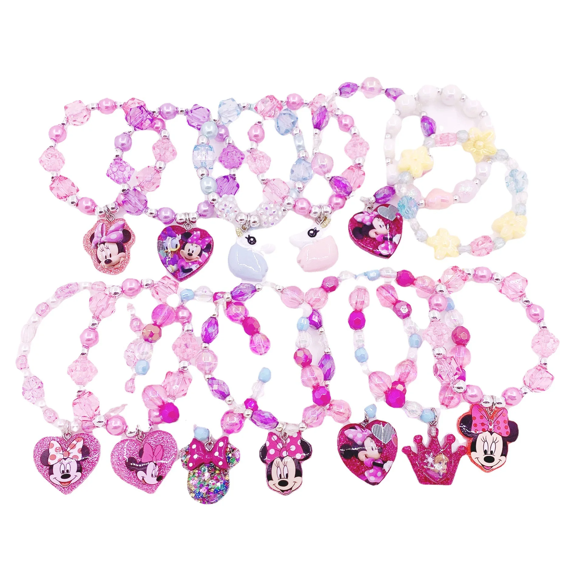 Bracelet en perles de dessin animé Disney Minnie Mickey Mouse pour ...