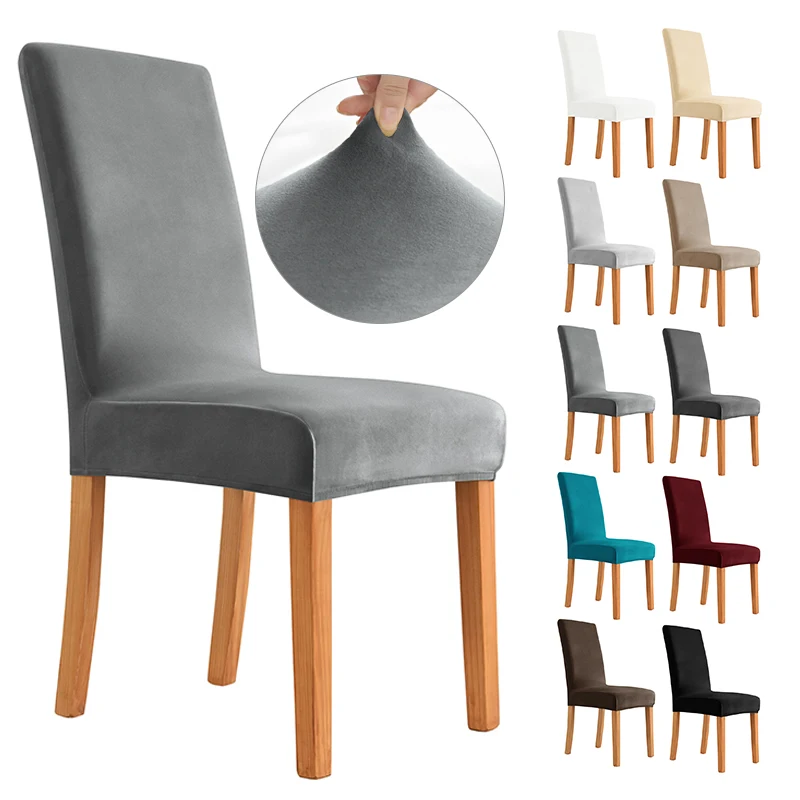 1-4-Pieces-Velvet-Chair-Covers-For-Dining-Room-Home-Stretch-Thicken ...