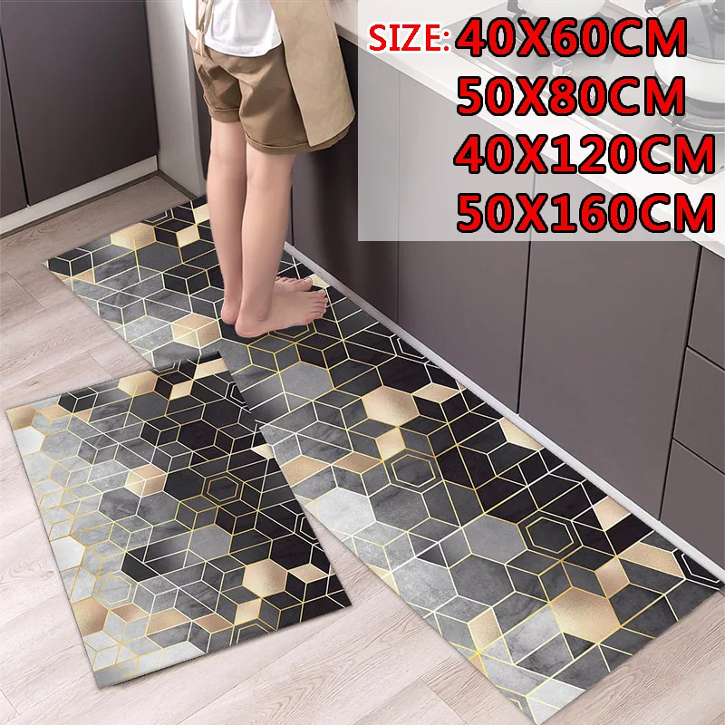 Geometric Patterns Big Size Kitchen Mat Stylish Simplicity Entrance ...