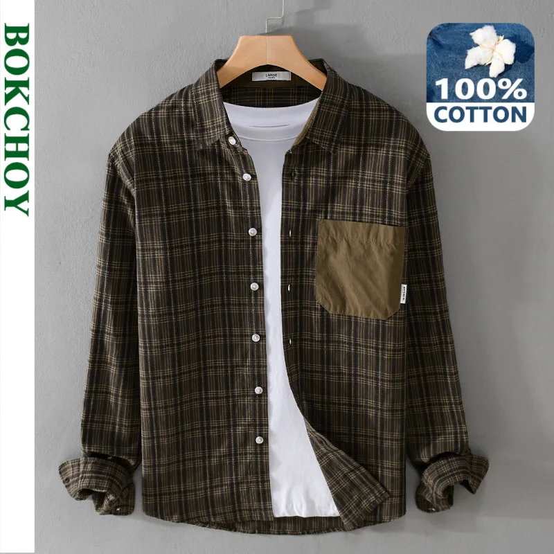 2024-Spring-Autumn-New-Vintage-Plaid-Long-Sleeve-Shirts-for-Men ...