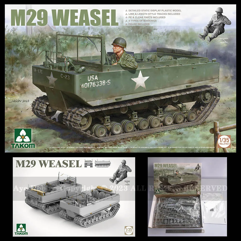 Takom-Tracked Kit plástico modelo, M29 Veículo Weasel', No.2167, 1:35