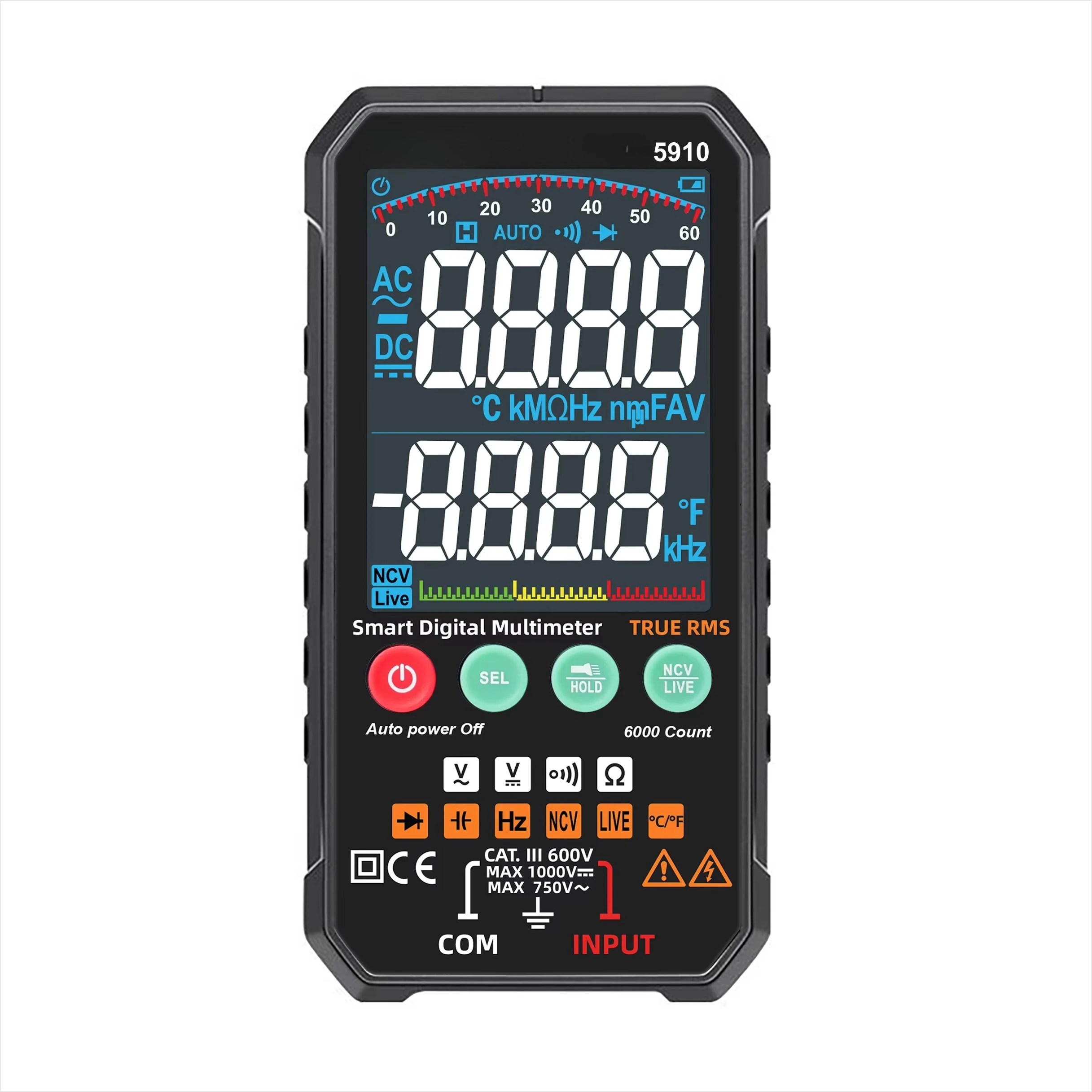 5910 NCV Temperature Multimeter for HVAC Electrician Maintenance ...