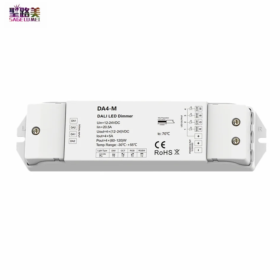 12V-24VDC 4CH DALI Dimmer DA4-M 1 Address/4 Channel/DT8 DT6/Constant ...