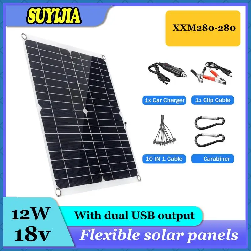 Flexible Solar Battery 12W 18V Solar Panel Dual USB Output for RV Car ...