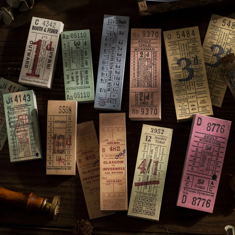 100-pcs-Memo-Pads-Material-Paper-Vintage-Time-tickets-Junk-Journal ...