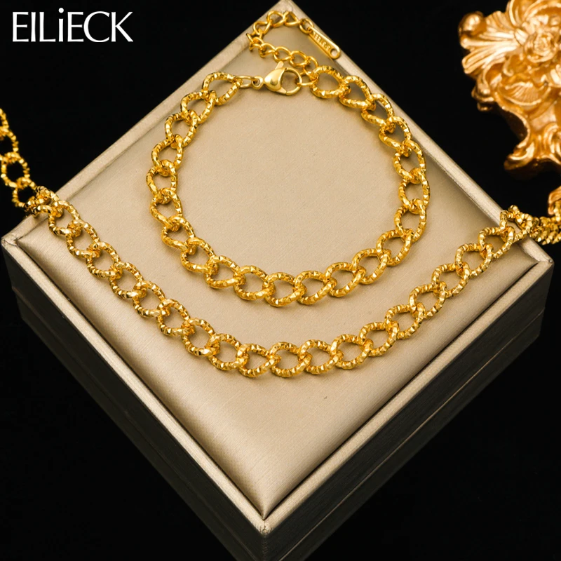 EILIECK-316L-Stainless-Steel-Gold-Color-Thick-Chain-Necklace-Bracelet ...