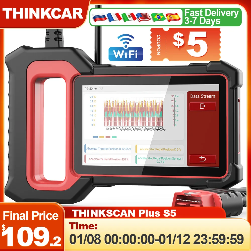 THINKCAR-Thinkscan-Plus-S5-OBD2-Diagnostic-Tool-Check-Engine-ABS-SRS ...