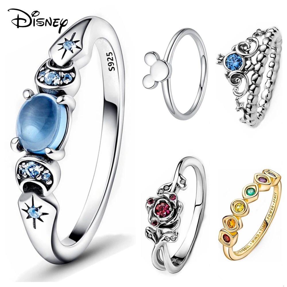 925 Sterling Silver Disney Minnie Mouse Sparkling Head Princess Ring Flower Ring Daisy Rings ...