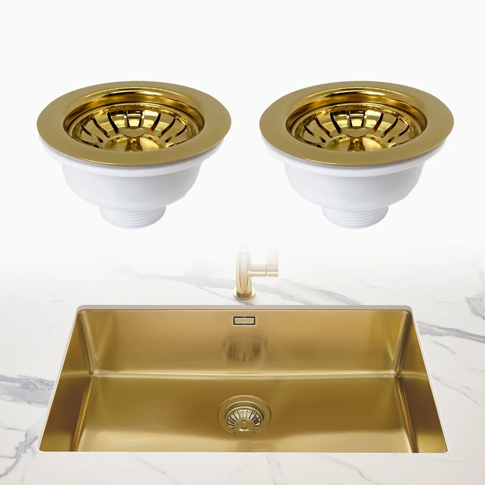 114mm-Dia-Golden-Kitchen-Sink-Drain-Basket-Filter-SUS-304-Strainer-Plug ...