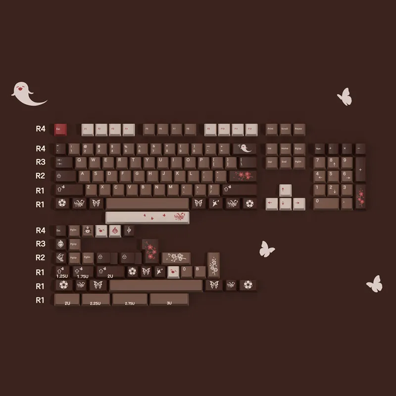 Genshin-Hutao-Chocolate-Keycaps-PBT-Cherry-Profile-Dye-Sublimation-140 ...
