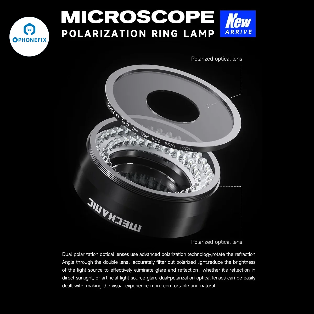 Mechanic-LS720-Microscope-Ring-Light-Polarized-Ring-Lamp-Eliminates ...