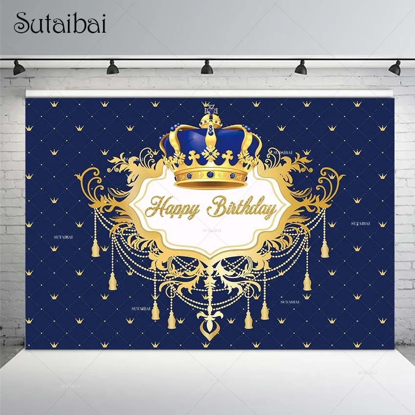 Royal Blue And Gold Happy Birthday Backdrop, Happy Birthday Backdrop ...