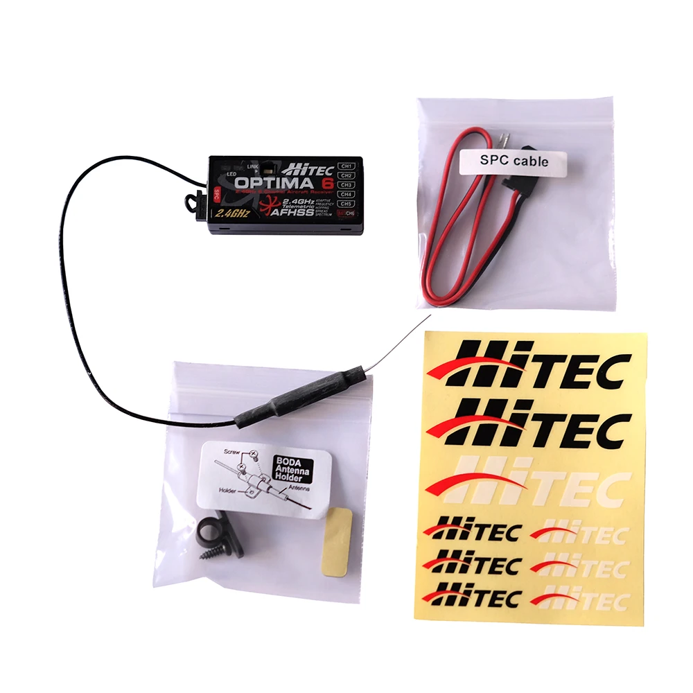 Hitec Optima 6 적응형 원격 측정 AFHSS 주파수 호핑 확산 스펙트럼 수신기, RC 비행기용, 6 채널, 2 ...