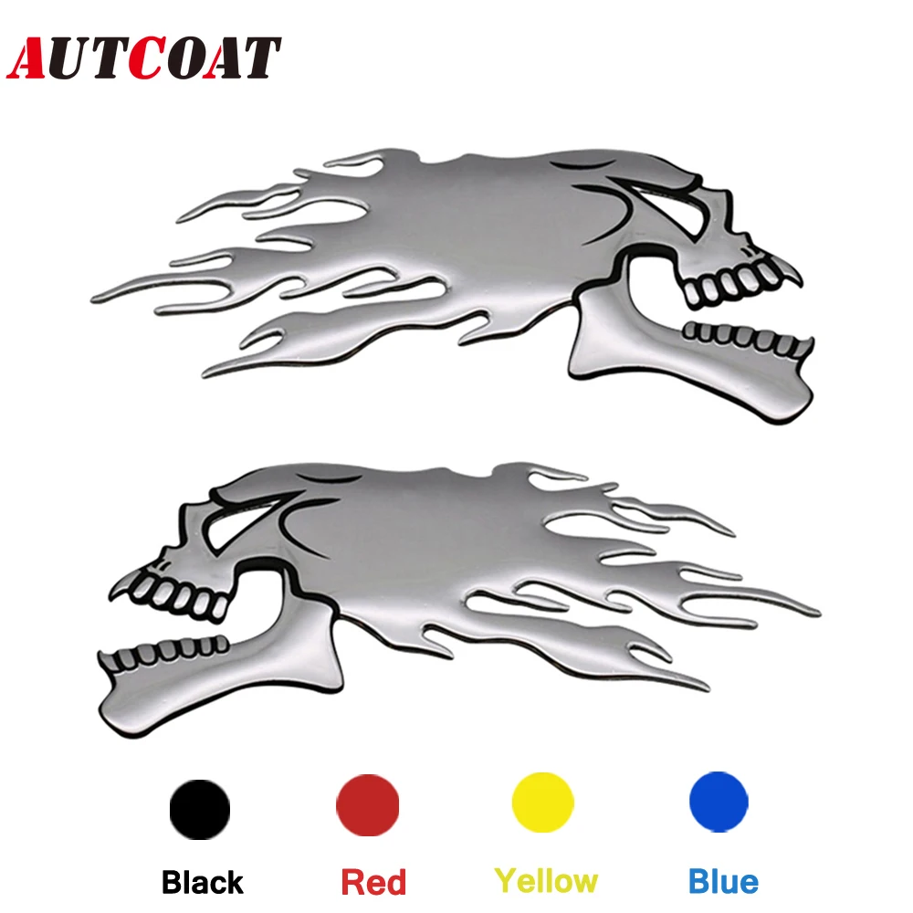 AUTCOAT-1Pair-3D-Ghost-Skull-Car-Sticker-Emblem-Motorcycle-Chrome ...