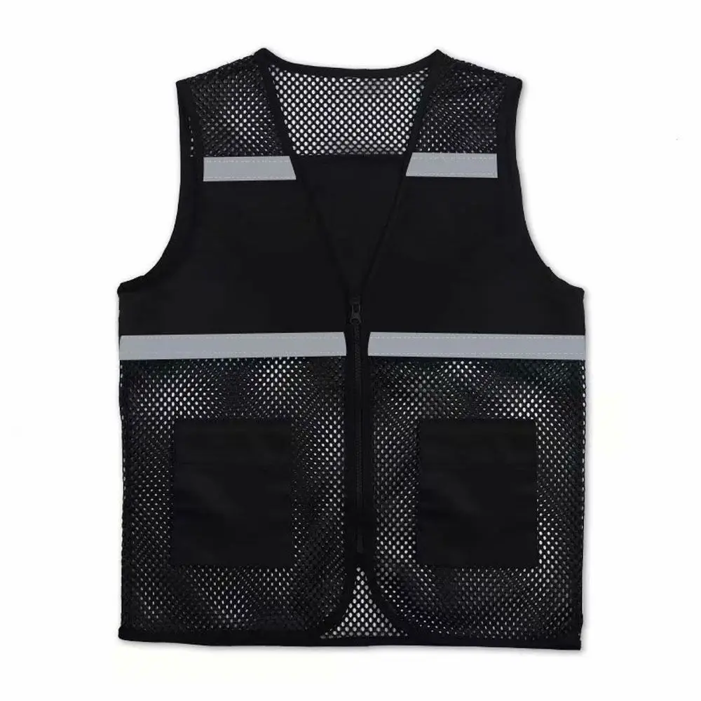 Breathable-Fabric-Safety-Vest-Vest-Black-Mesh-Vest-Spandex-With-Zipper ...