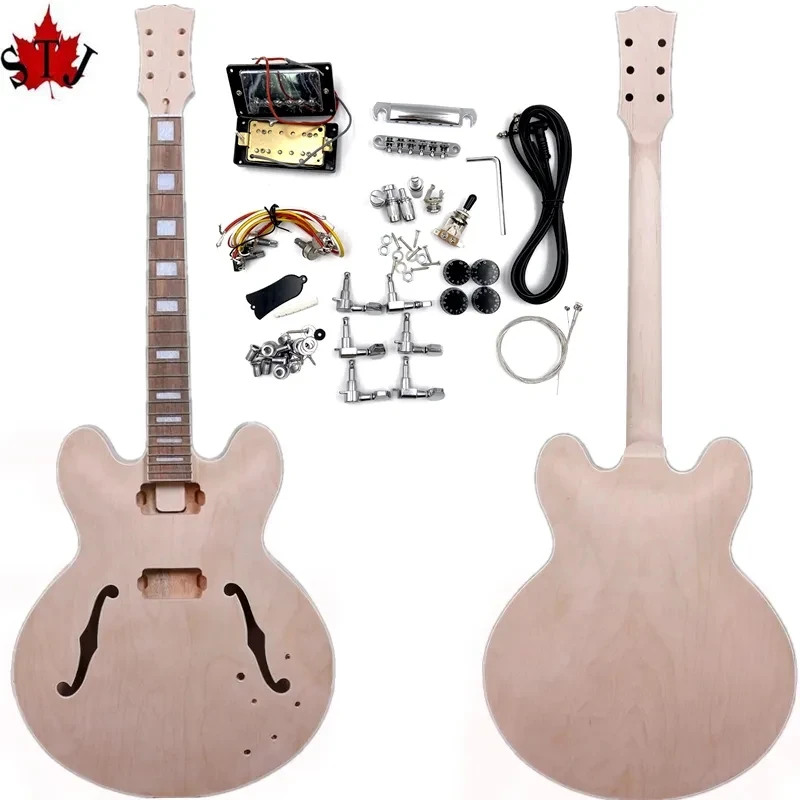 Unfinished-Electric-guitar-1set-Guitar-Kit-ES-335-maple-Guitar-neck-and ...