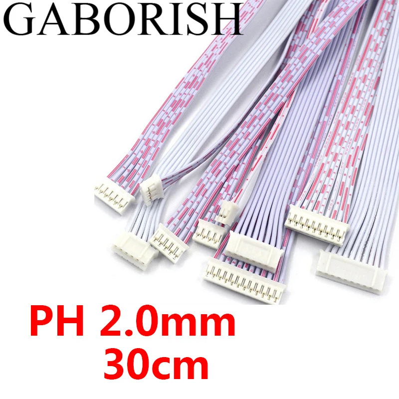 50PCS/Lot PH2.0 Male Connector Terminal Cable 30cm 2.0 JST Wire 2p 3p 4p 5p 6p 7p 8p 9p ...