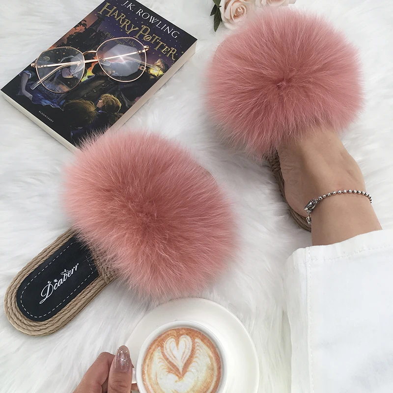 Ethel Anderson 2021 Fox Fur Slides Real Fur Slippers Fully, 57% OFF