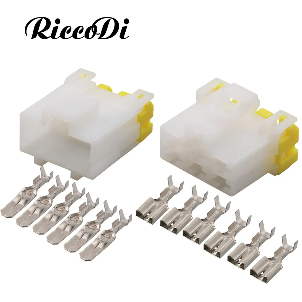 1-20Sets-6-Pin-Female-Male-6-3mm-Auto-Socket-Electrical-Wiring-Cable ...