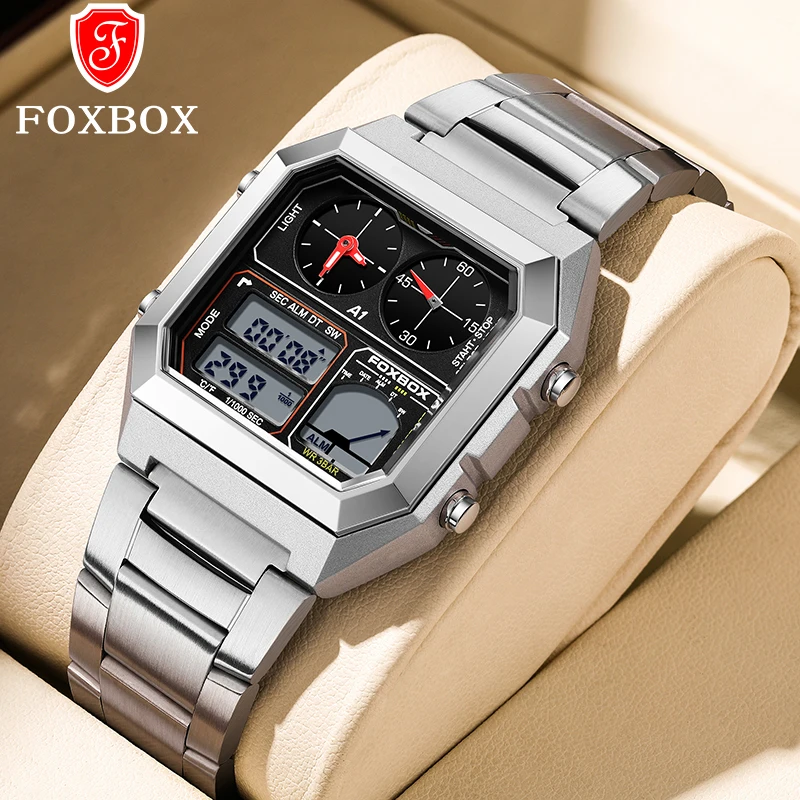 LIGE-Fashion-Dual-Display-Men-s-Watches-Business-Square-Stainless ...