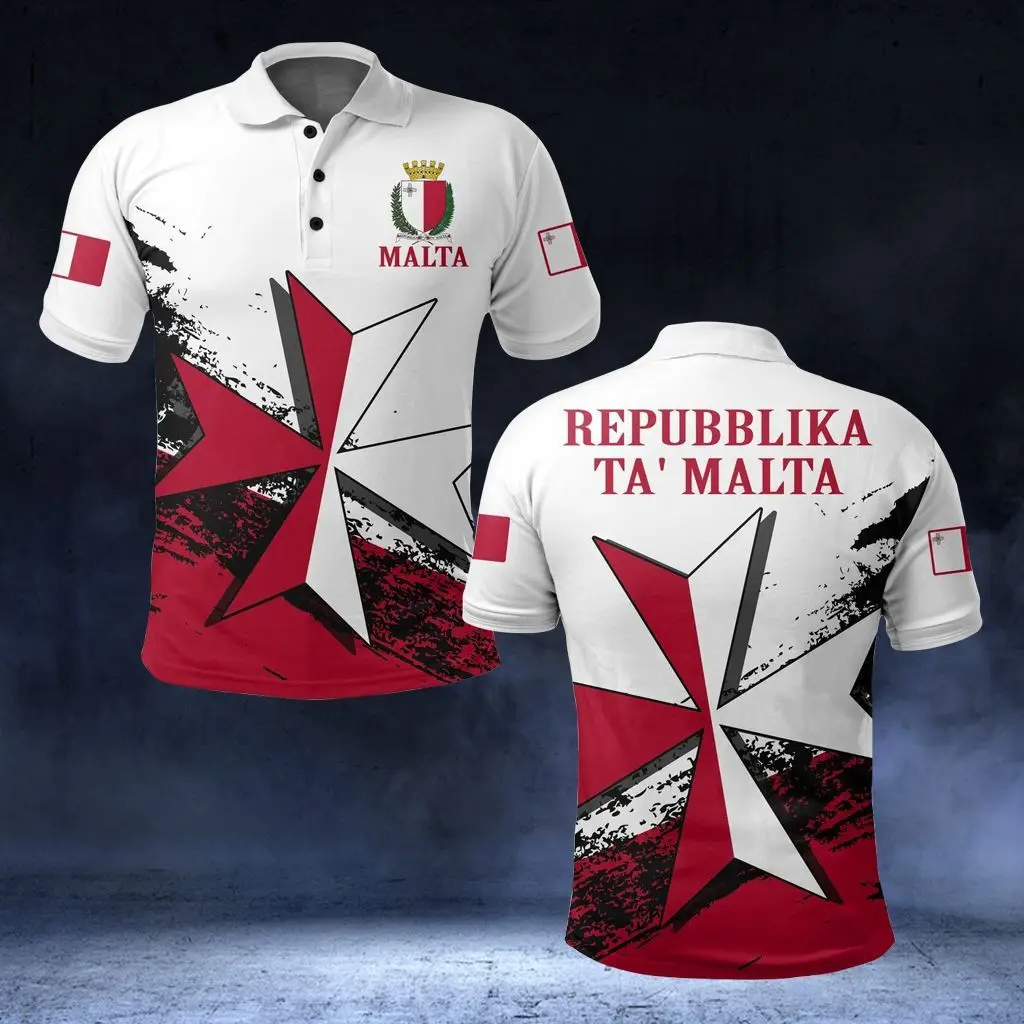 Malta Flag & Coat of Arms Customized Polo Shirts Summer Casual ...