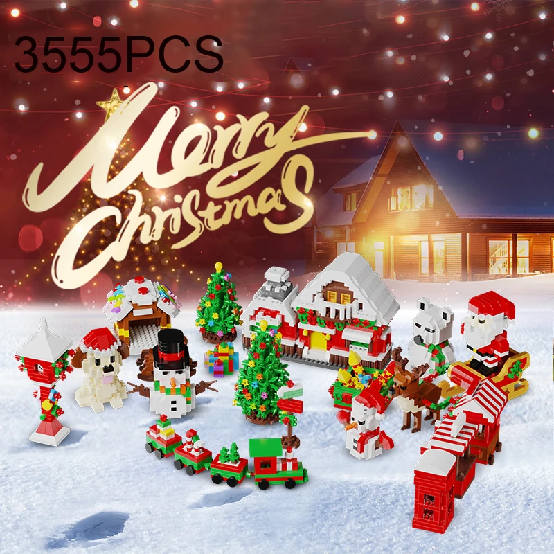3555PCS-Christmas-Theme-Building-Blocks-Set-Santa-Claus-Snowman-Snow ...