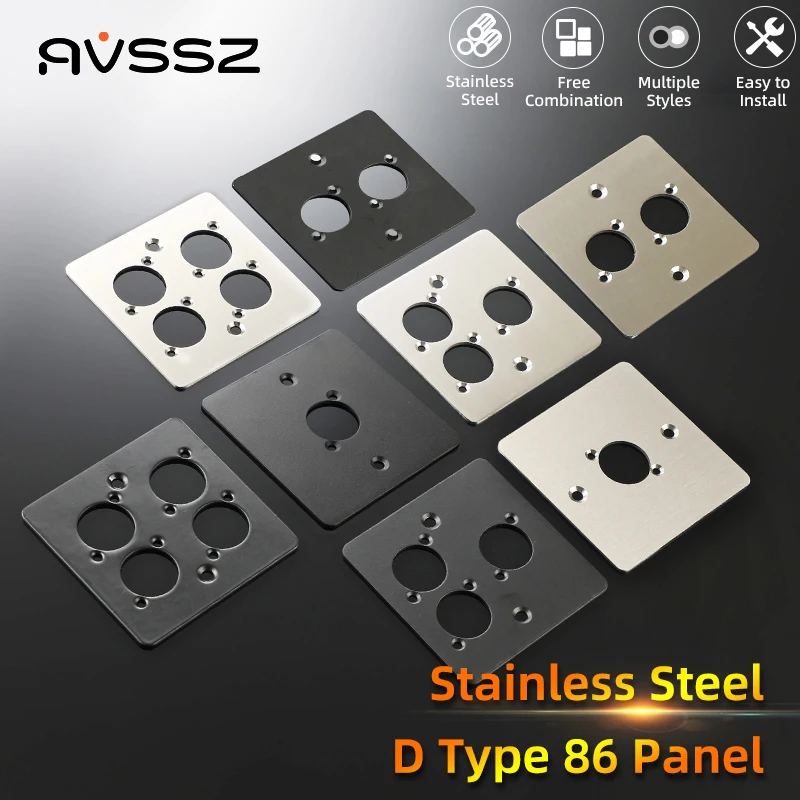AVSSZ-Type-86-Power-D-Type-Module-Socket-Panel-1-2-3-4-Hole-Stainless ...