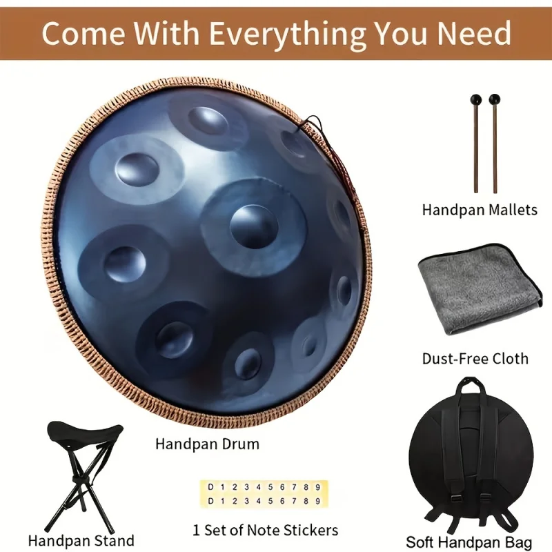 High Quality432Hz 10-Note Handpan Drum | 22-Inch D Minor Beginner Scale ...