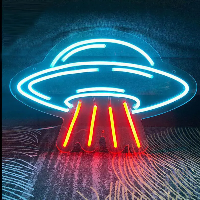 Alien-Spaceship-Neon-Light-Sign-Decora-o-de-parede-UFO-Shaped-Neon-LED ...