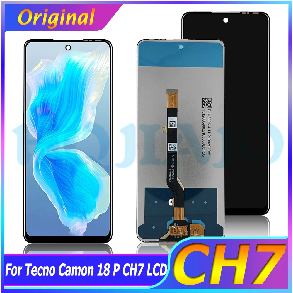 Original 6.8 "para tecno camon 18 p ch7 lcd screen display toque ...