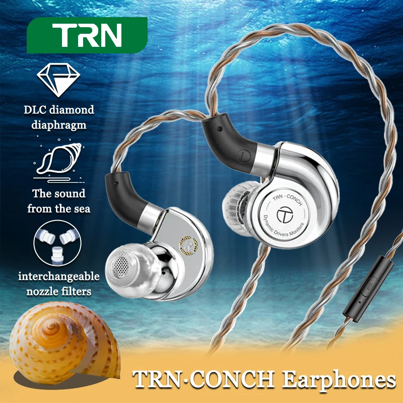 TRN-Conch-High-Performance-Wired-Earphones-Diamond-Diaphragm-Dynamic-Oceanic-Sound-Liquid-Metal ...