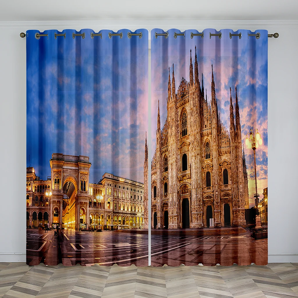 3D-Iconic-Building-Landscape-Sunshade-Curtains-Luxury-Living-Room-Home ...