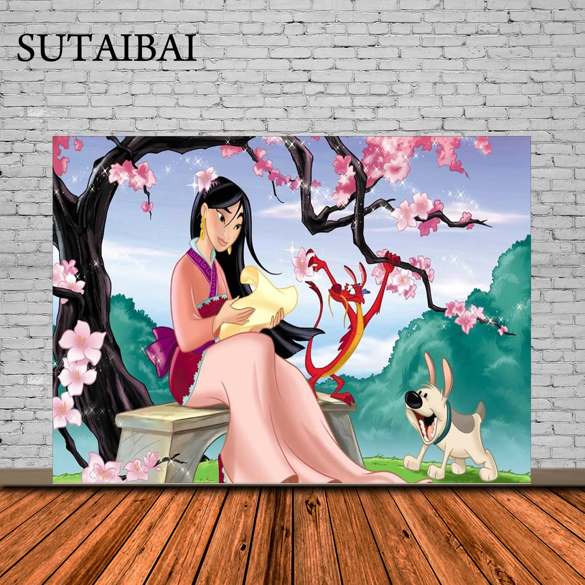 Mulan-Princess-Photo-Backdrop-Black-Horse-Girl-Happy-Birthday-Party ...