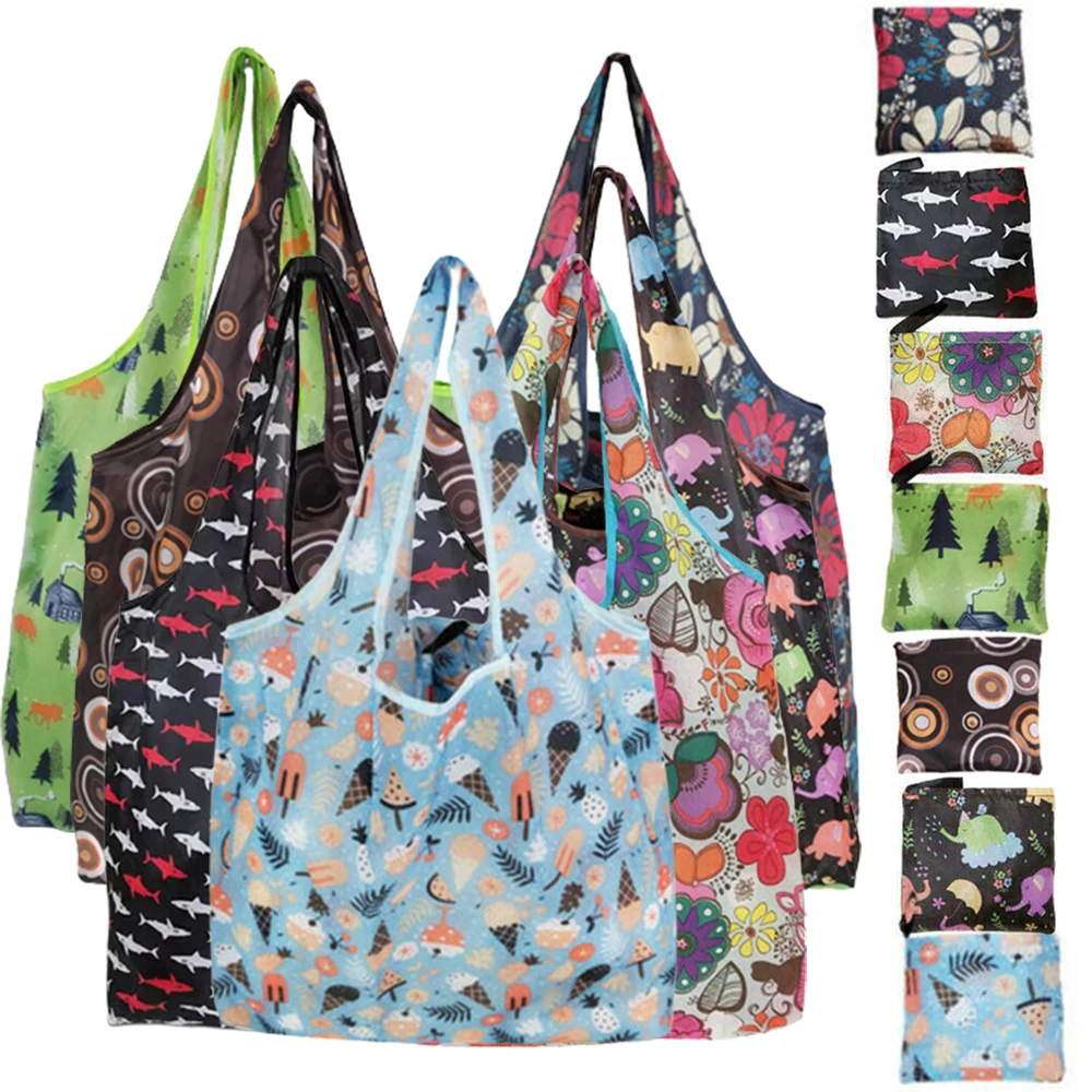 Foldable Eco Friendly Shopping Bag Fashion Printing Tote Folding Pouch ...