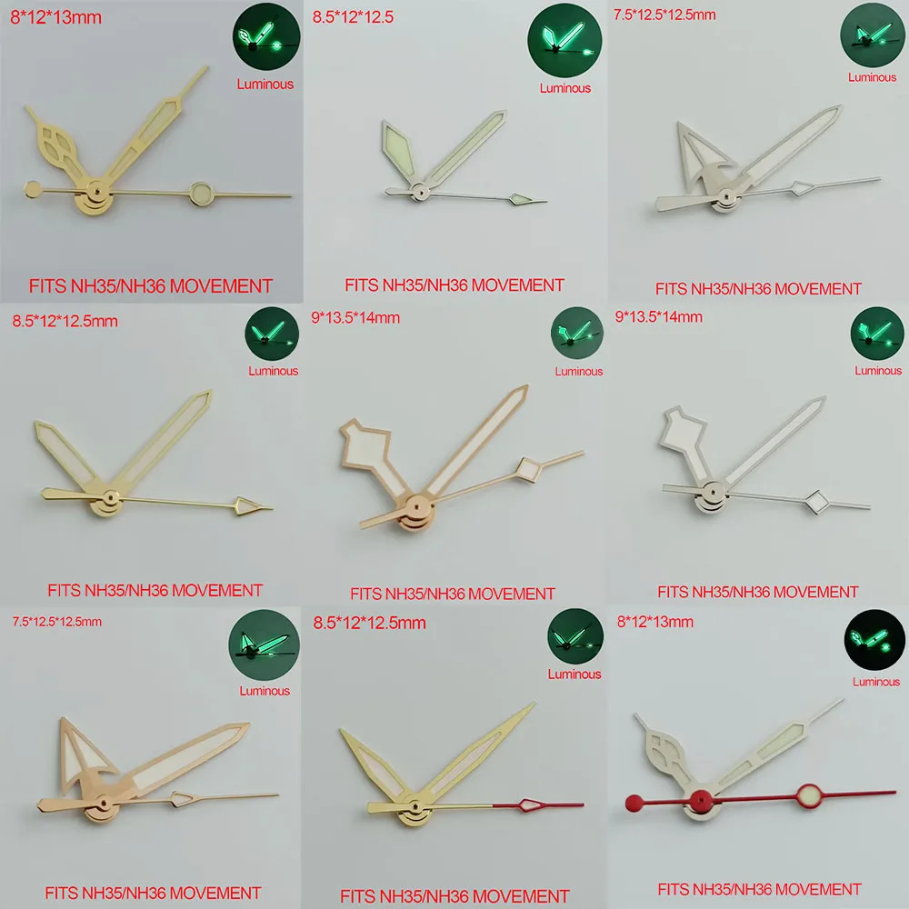 Watch pointer green luminous fit NH35 NH36 movement watch hands ...