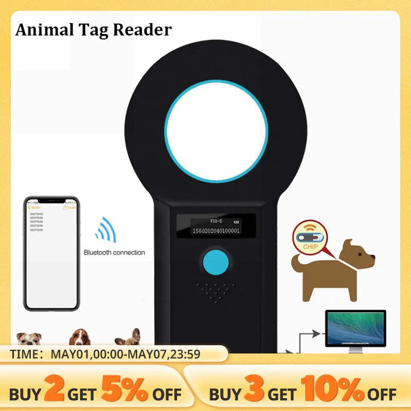 134-2Khz-RFID-Animal-Tag-Reader-125K-Pet-Microchip-Scanner-ISO11784-85 ...