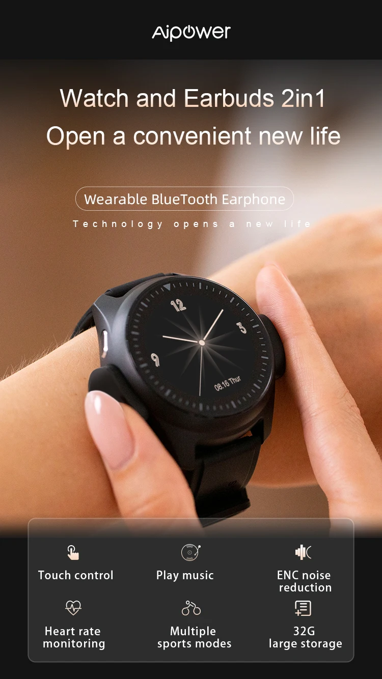 Aipower-Wearbuds-W28-Smart-Watch-with-Wireless-Earbuds-Heart-Rate-Sports-Smartwatch-with-32g ...