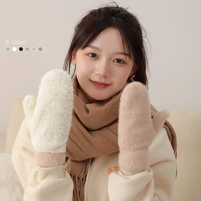 Women Winter Gloves | Velvet Gloves Warm | Mink Mittens | Mittens ...