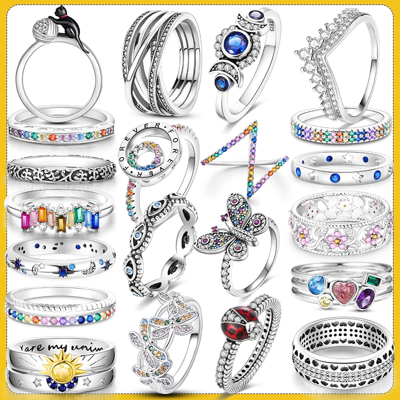 925-Sterling-Silver-Rings-For-Women-Original-Sparkling-Princess-Ring ...