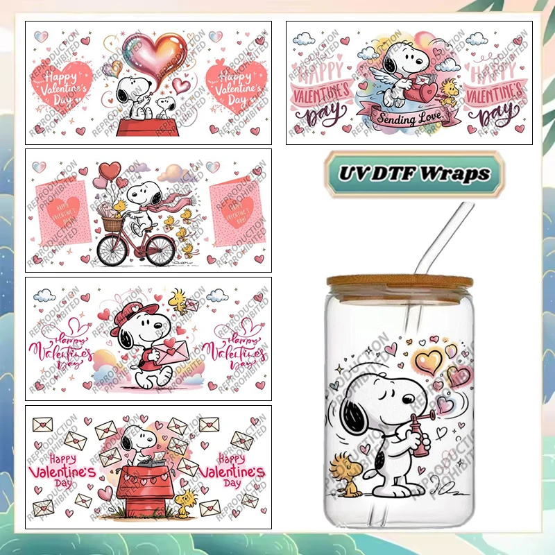 21 nuevo diseño de dibujos animados Snoopy 16OZ UV DTF taza envoltura ...