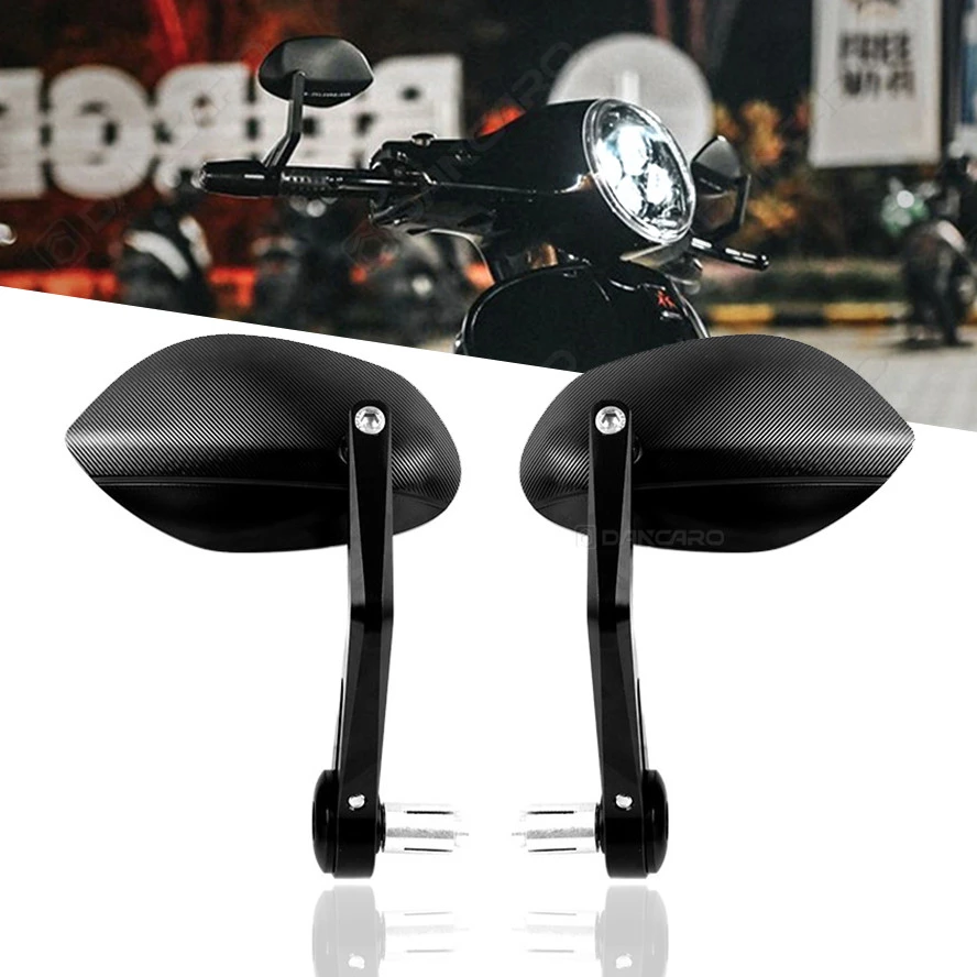 Universal Motorcycle Handlebar Rear View Mirrors Blue Anti glare Mirror ...