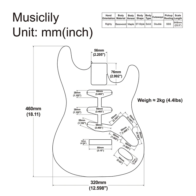 Fender Stratocaster Body Dimensions