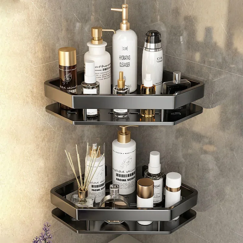 Punch-free-Corner-Rack-Bathroom-Shelf-No-Drilling-Wall-Mounted-Shower ...