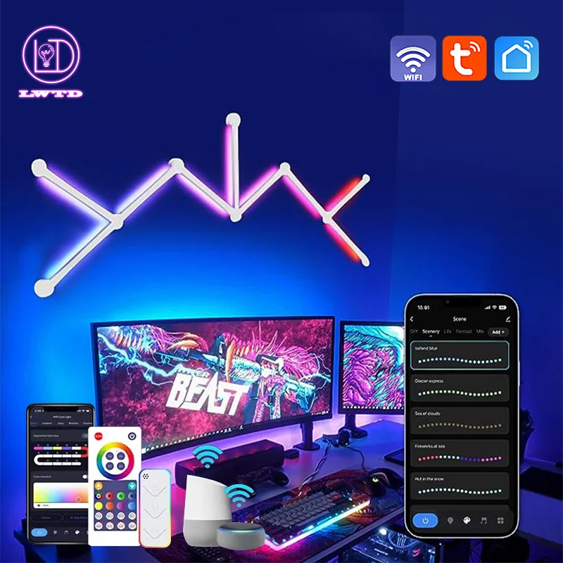 WIFI-Intelligent-Wall-Lights-RGBIC-Decorative-Ambient-Night-Light-DIY ...