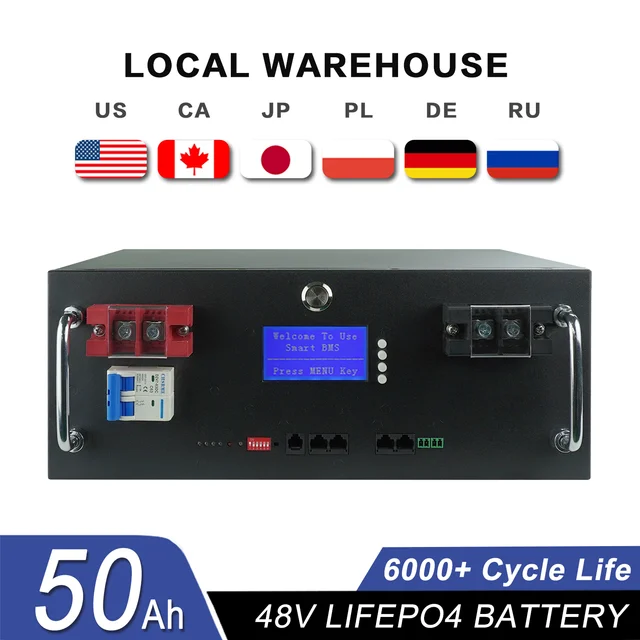 LiFePO4 48V 100Ah Battery Pack 51.2V 200Ah 120Ah 50Ah Lithium Battery 6000+ Cycles for Home RV ...