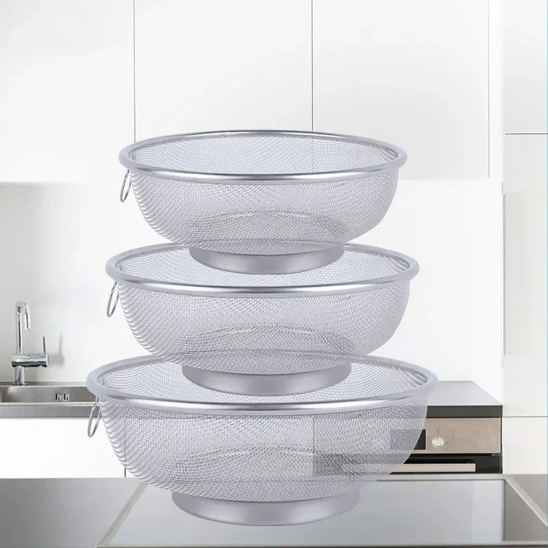 Mesh Stainless Steel Strainers Kitchen Draining Washing Basket Fruit ...