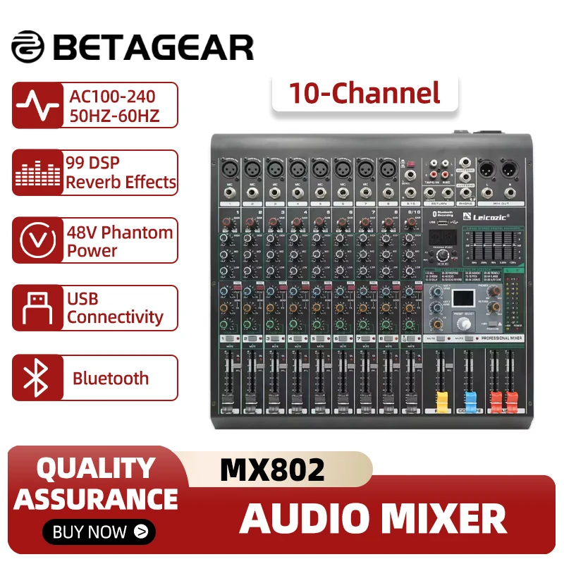 Leicozic Mixing Console MX802 10Channel Audio Mixer 5-Band Graphic ...