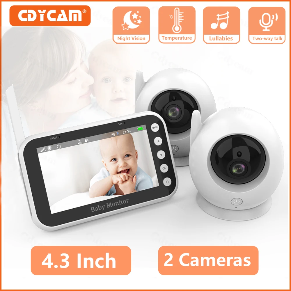 4-3-Inch-Video-Baby-Monitor-with-2-Cameras-720P-Kids-Babyphone-Pan-Tilt ...