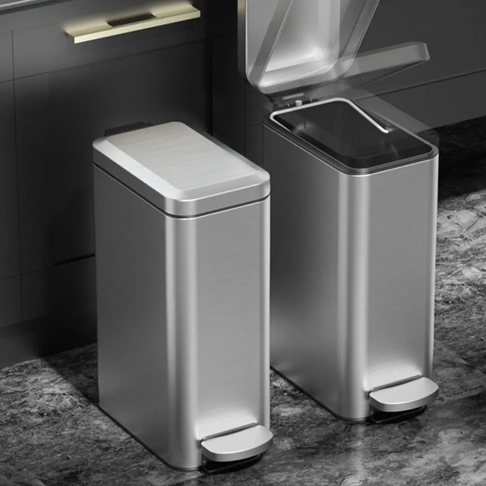10-litre-Stainless-Steel-Trash-Can-Feet-With-Lid-Garbage-Can-Kitchen ...